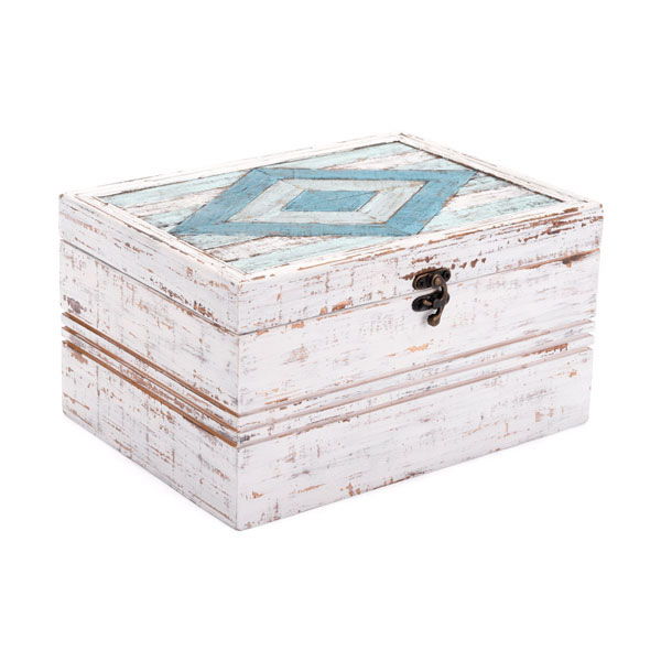 Antique Distressed Whitewashed Wood Box White - Walmart.com