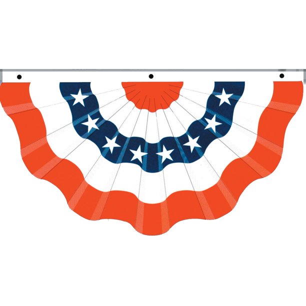 Patriotic Usa American Pleated Fan Flag Bunting Embroidered 210 D 3 X 6