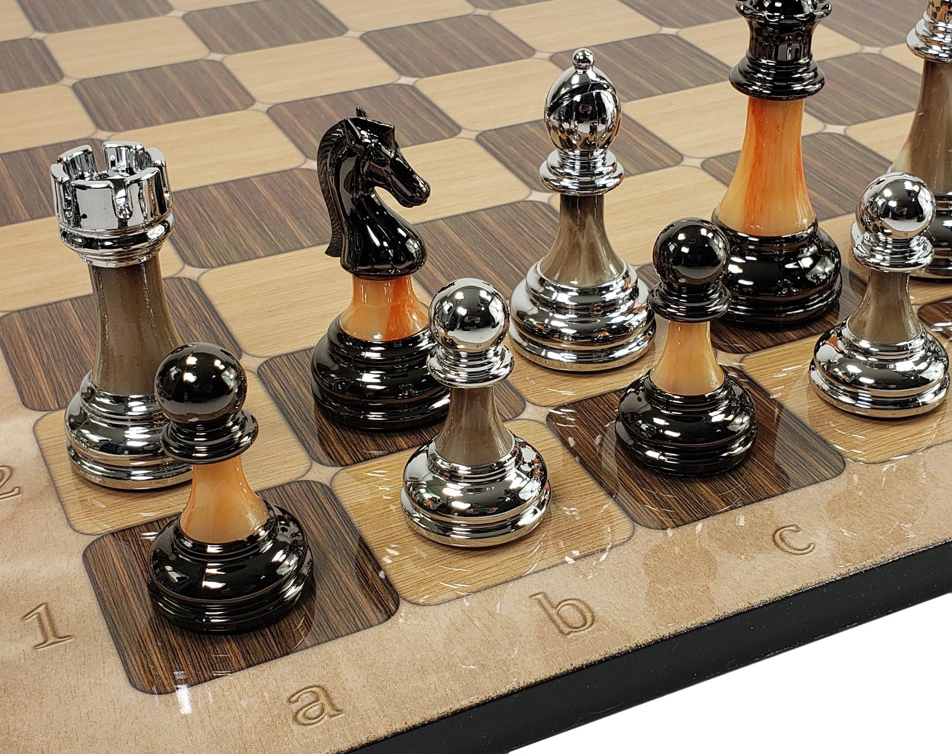 Staunton Chrome & Black Pro Plastic Chess Men Set W 17" Rustic Color ...