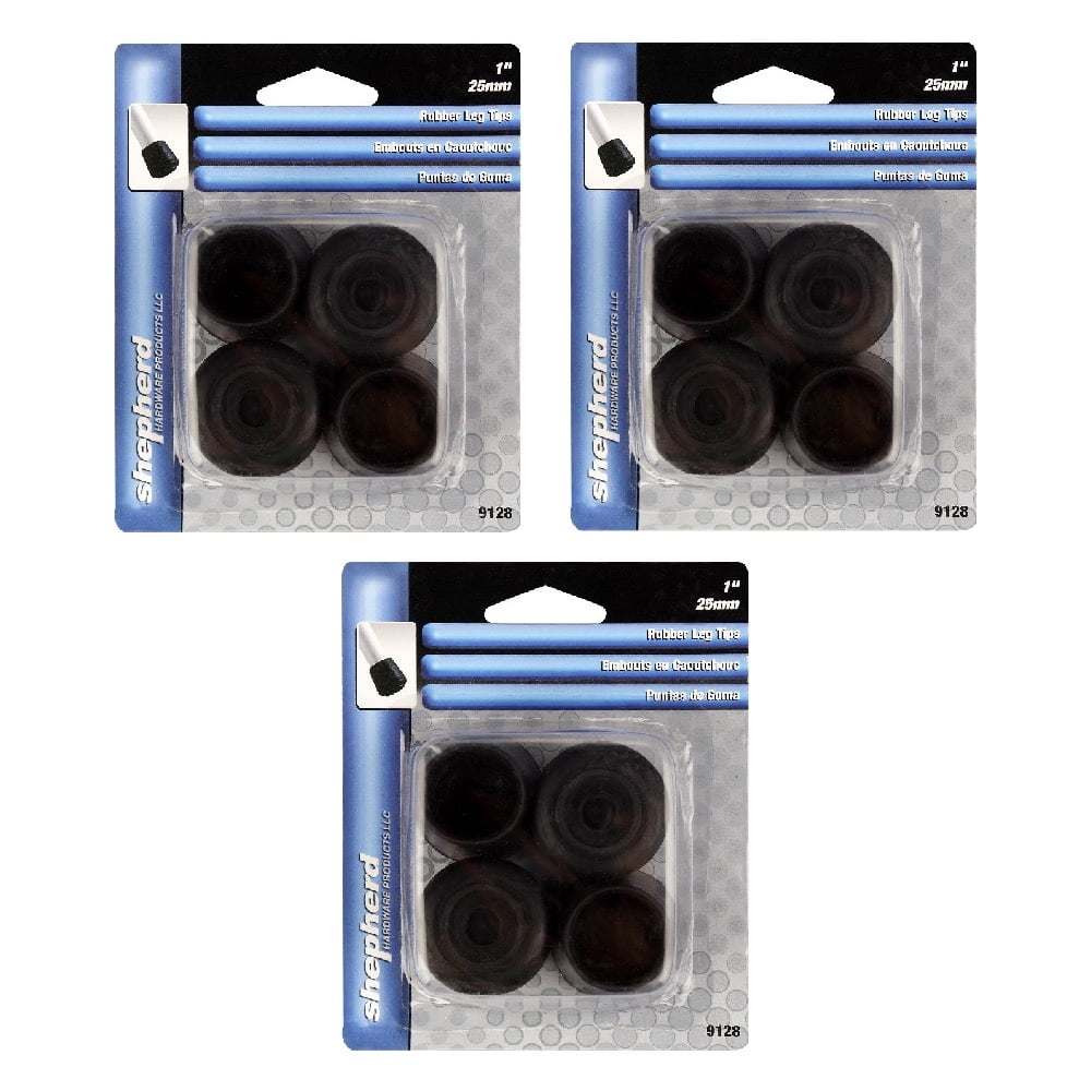 Shepherd Hardware Rubber Leg Tips 1 in Inside Diameter 4 Count Black, 3 ...