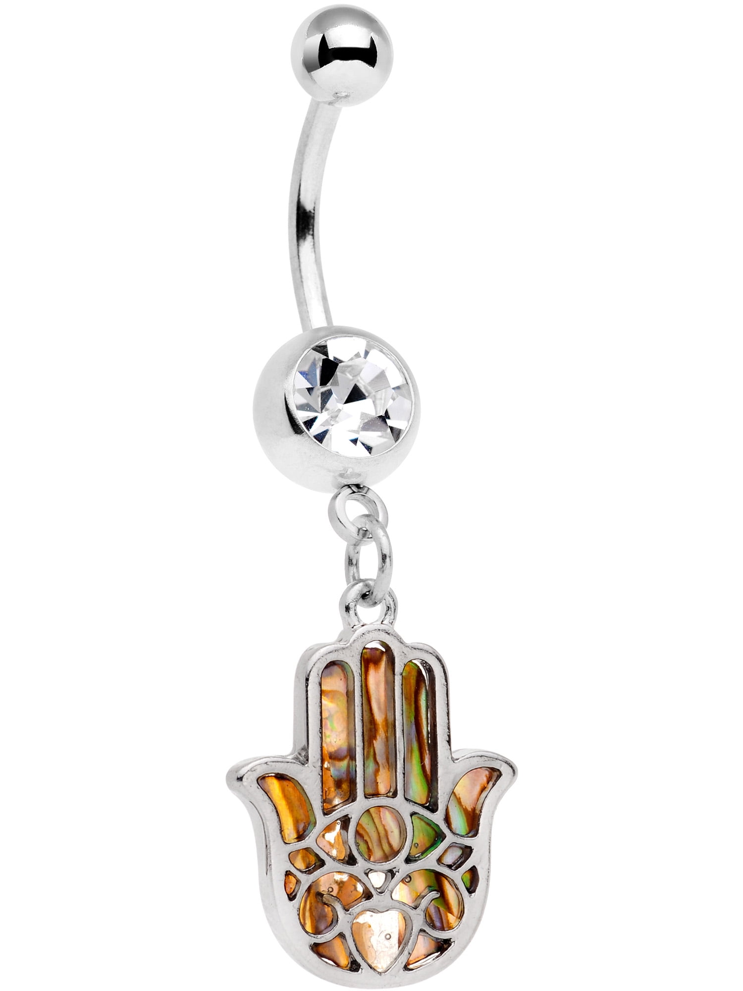Body Candy 14g 7 16 316l Steel Navel Ring Piercing Clear Accent Hamsa