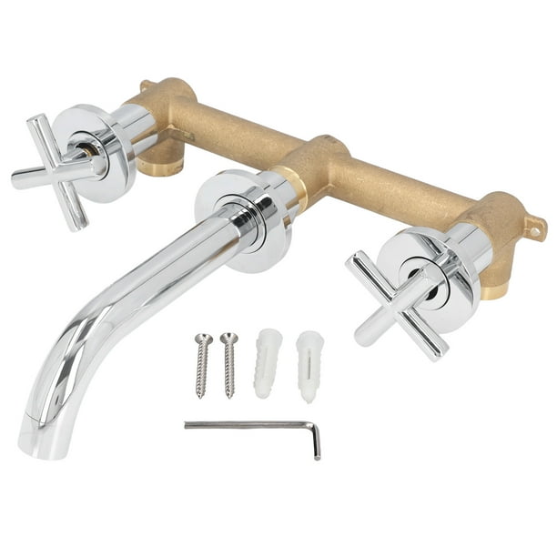 Water Faucet Copper Tap Double Cross Handle G1/2 Thread Concealed ...