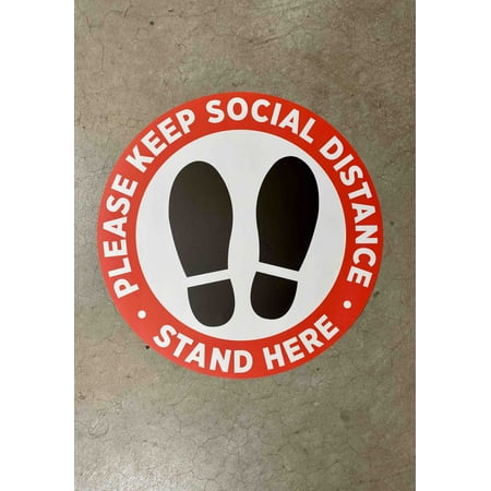 Please Keep Social Distance - Stand Here - Vinyl Floor Decals | 12 ...