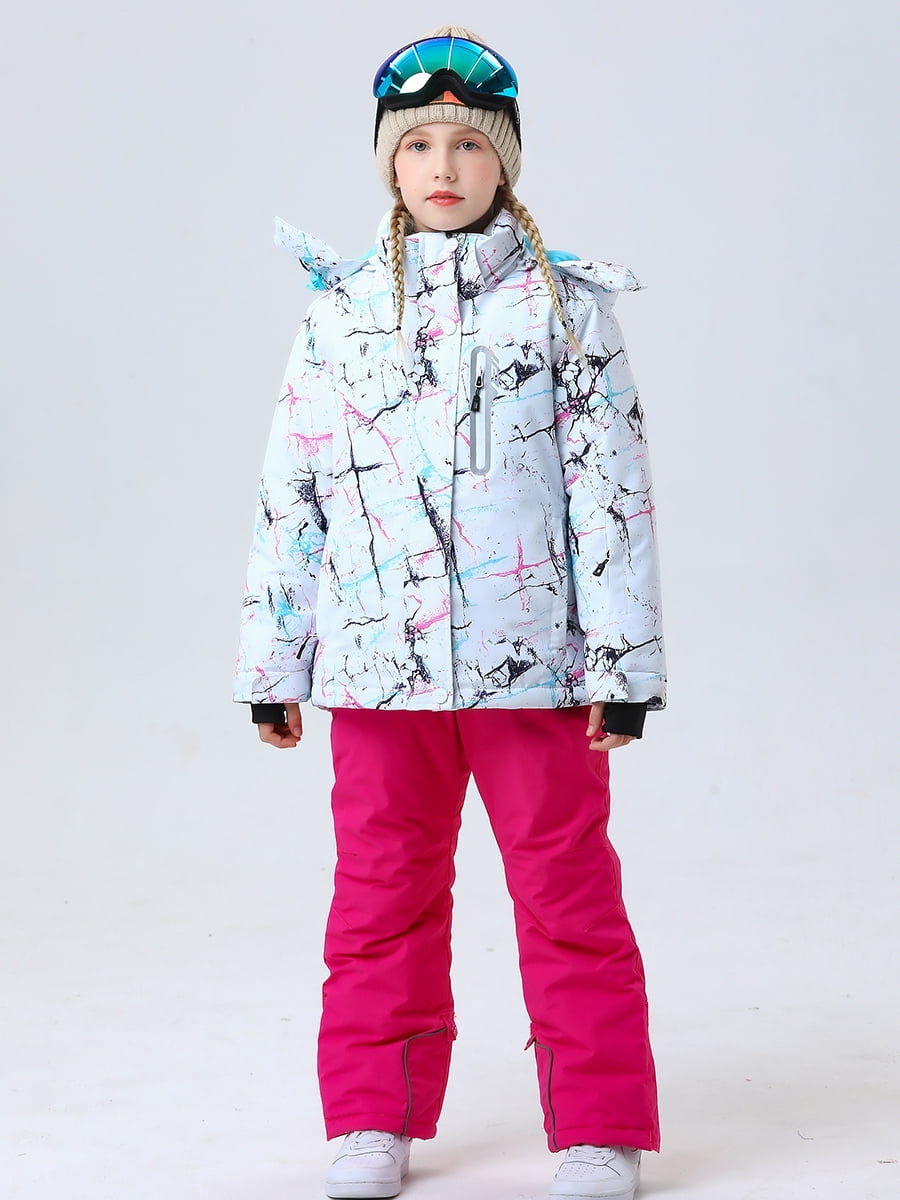 SEARIPE Girl's Winter Skisuit Set, Winter Thicken Warm Hooded Ski ...