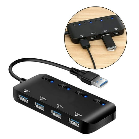 USB 3.0 Hub 4 Port - Slim USB 3.0 with Individual Switches and LEDs USB ...