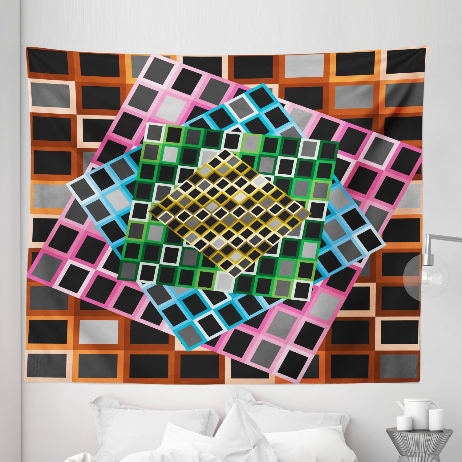Geometric Tapestry, Colorful Squares Framework Abstract Style Modern ...