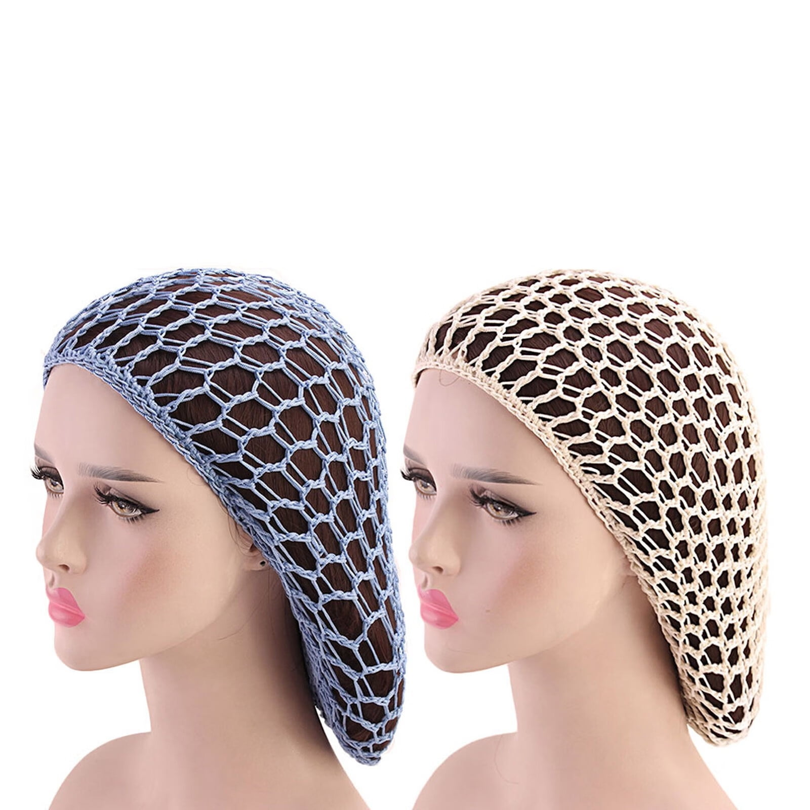 Ounabing 2PC Mesh Hair Net Soft Rayon Knit Hat Sleeping Crochet Hairnet ...