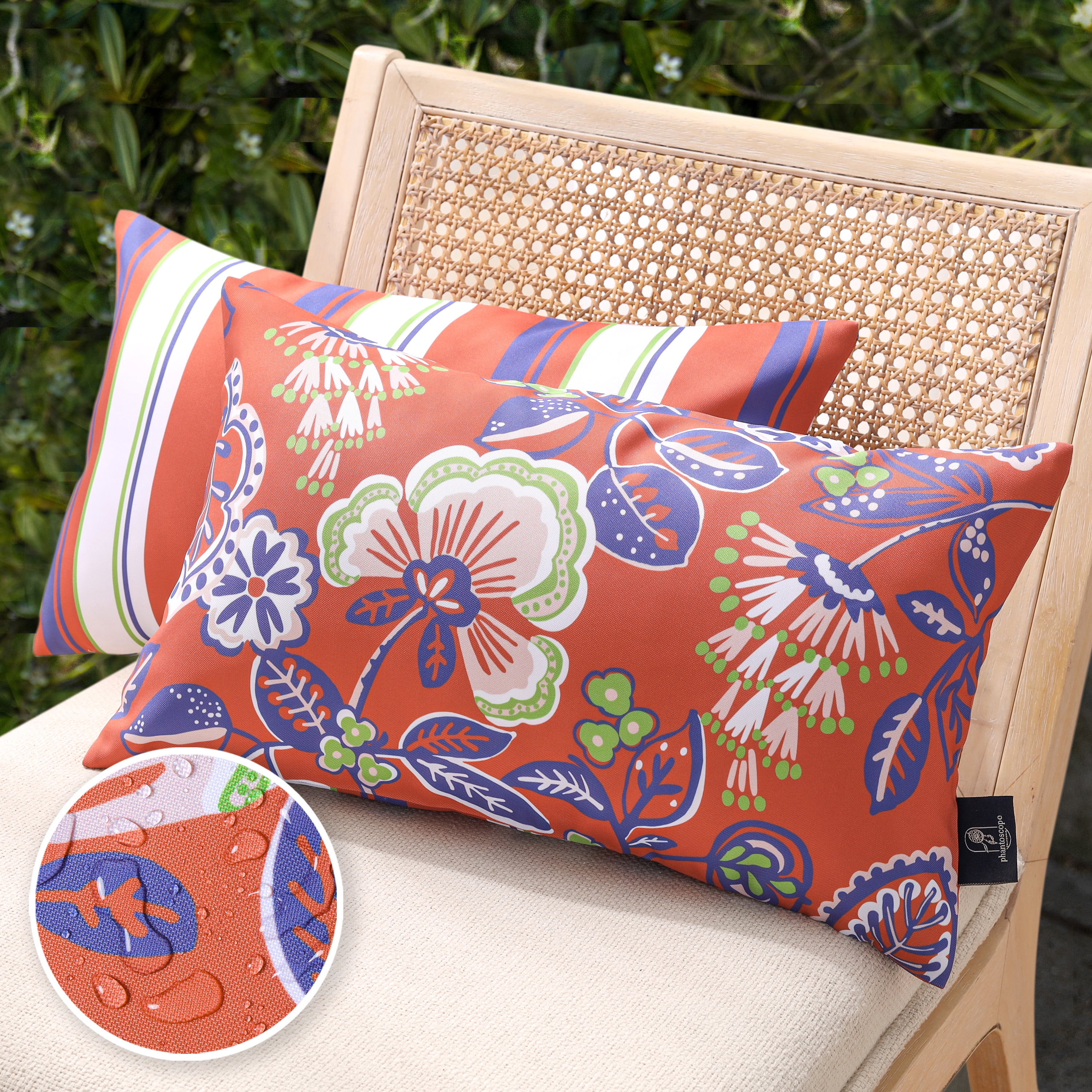 Phantoscope Outdoor Waterproof Floral Printed Decorative Throw Pillow ...
