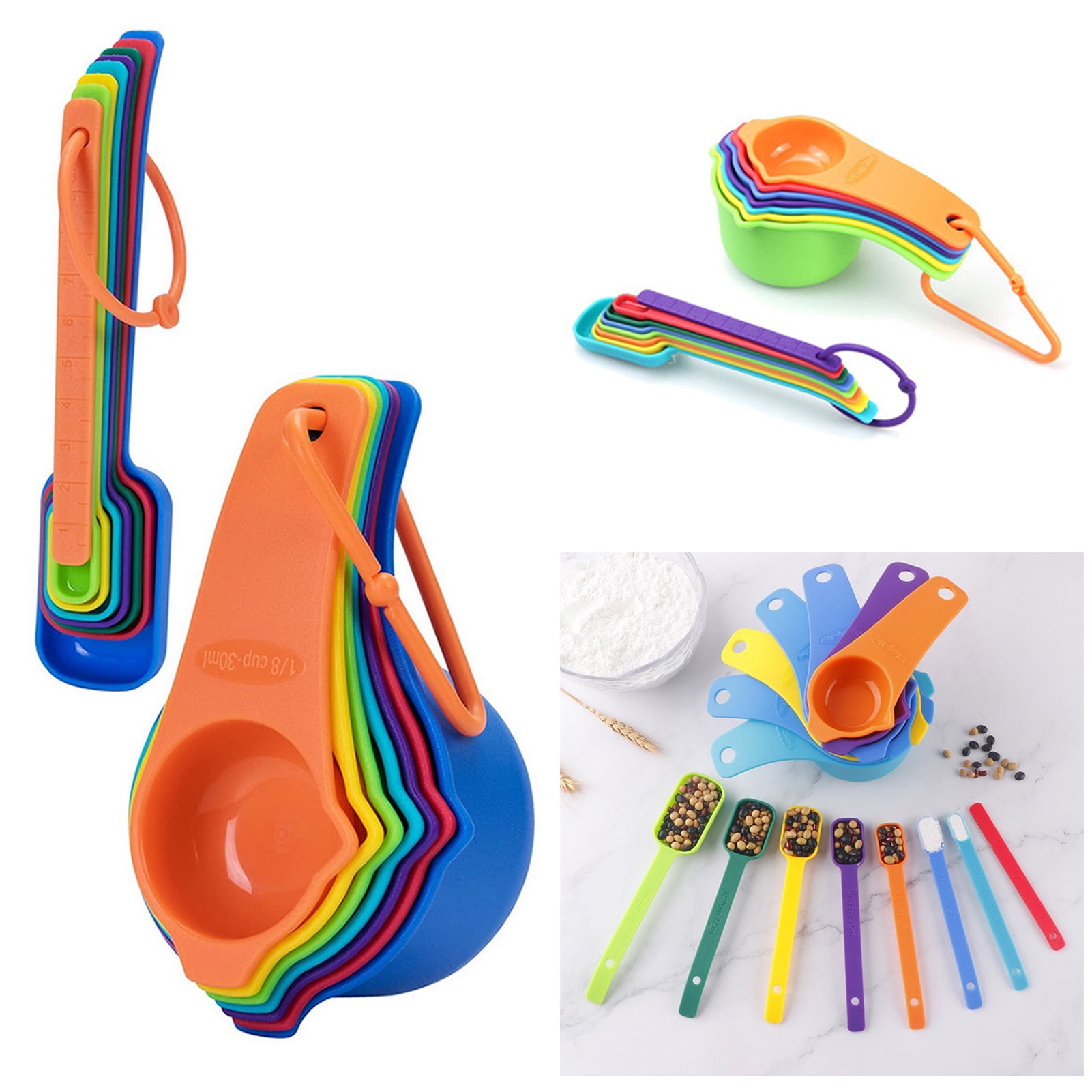 Clear Scale Measuring Spoon Set - Buckle Ring Design - Food Grade ...