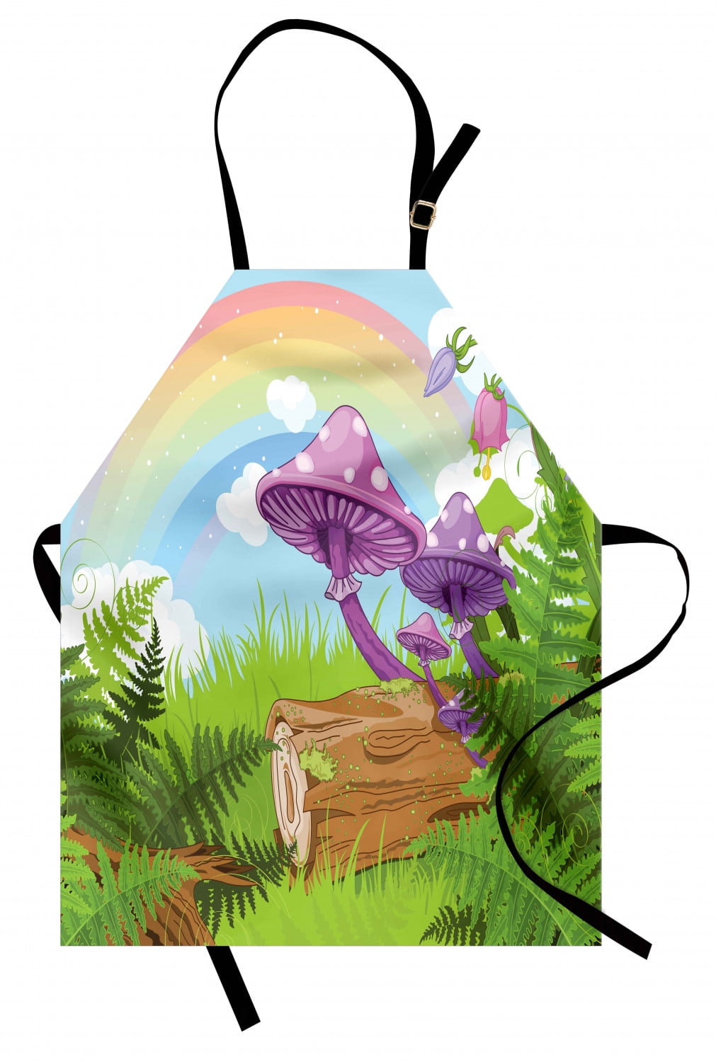 Mushroom Apron Fantastic Scenery with Wood Timber Grass and Rainbow ...