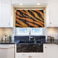 27"x24" Tier Curtains 2 Panels Bright Amber Tiger Stripes Semi Sheer ...