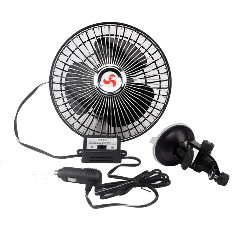 6 Inch 12V Car Fan Dashboard Suction Cup Fan Rocking Head Small ...