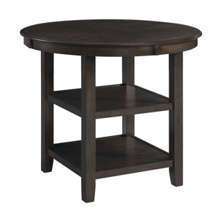 36" Round Counter Height Table with 12" Leaf - Washed Gray Taupe ...