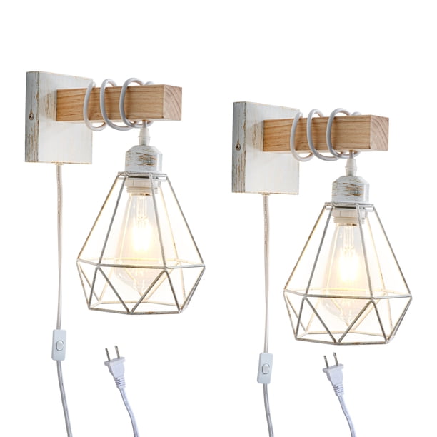 Plug in Wall Sconces Set of 2 Wall Lamps that Plug in Indoor Wall ...