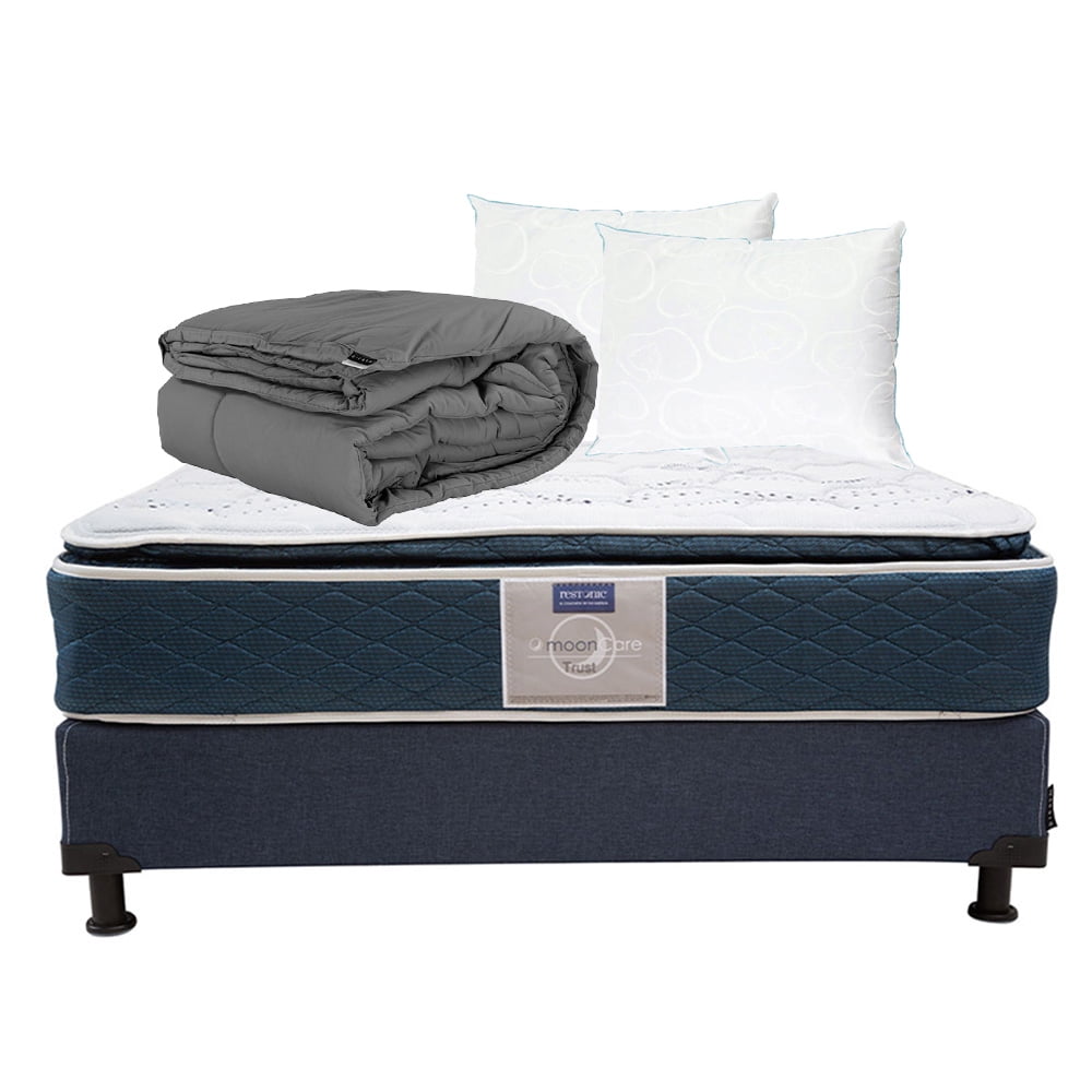 Colchón King Size Trust+Box+2 Almohadas Oso+Edredon Restonic | Walmart ...