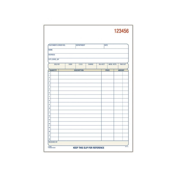 Adams Sales Order Book, 2 - Part, Carbonless, 5-9/16" x 8-7/16", 10 ...