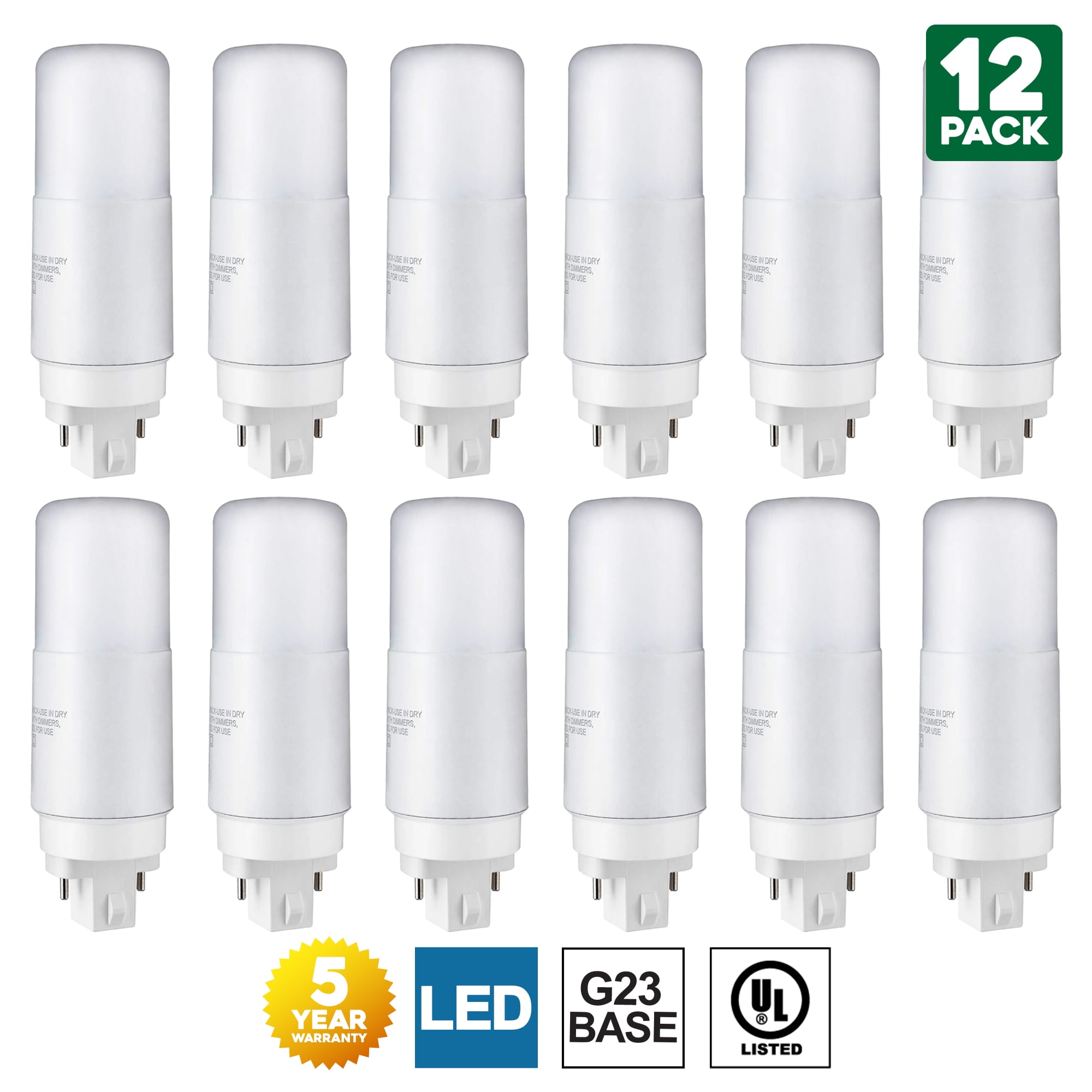 12 Pack Sunlite G23 LED Bulb, 2-Pin PLV, 7 Watt, Warm White (3000K ...