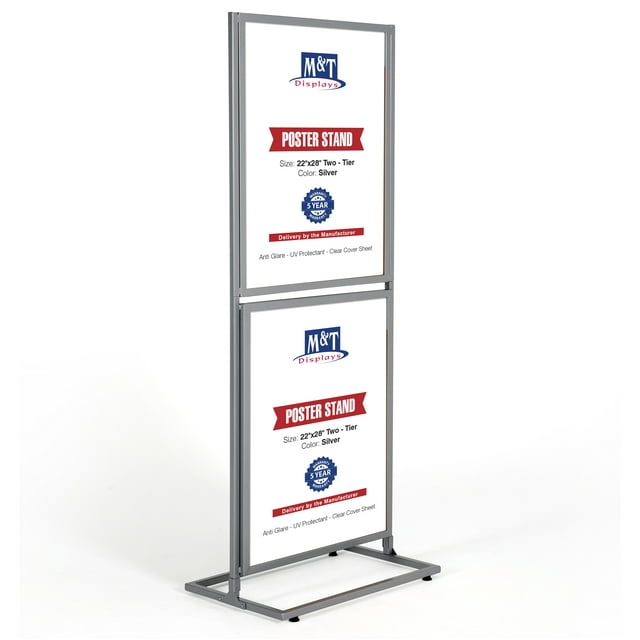 M&T Displays Metal Eco Info Board, Silver 22x28 Inches Slide-In Poster ...
