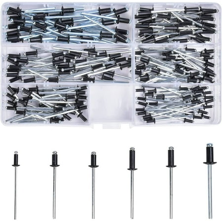 Black Blind Rivet Kit 180 Pcs Aluminum Blind Rivet Pop Rivet Assortment ...
