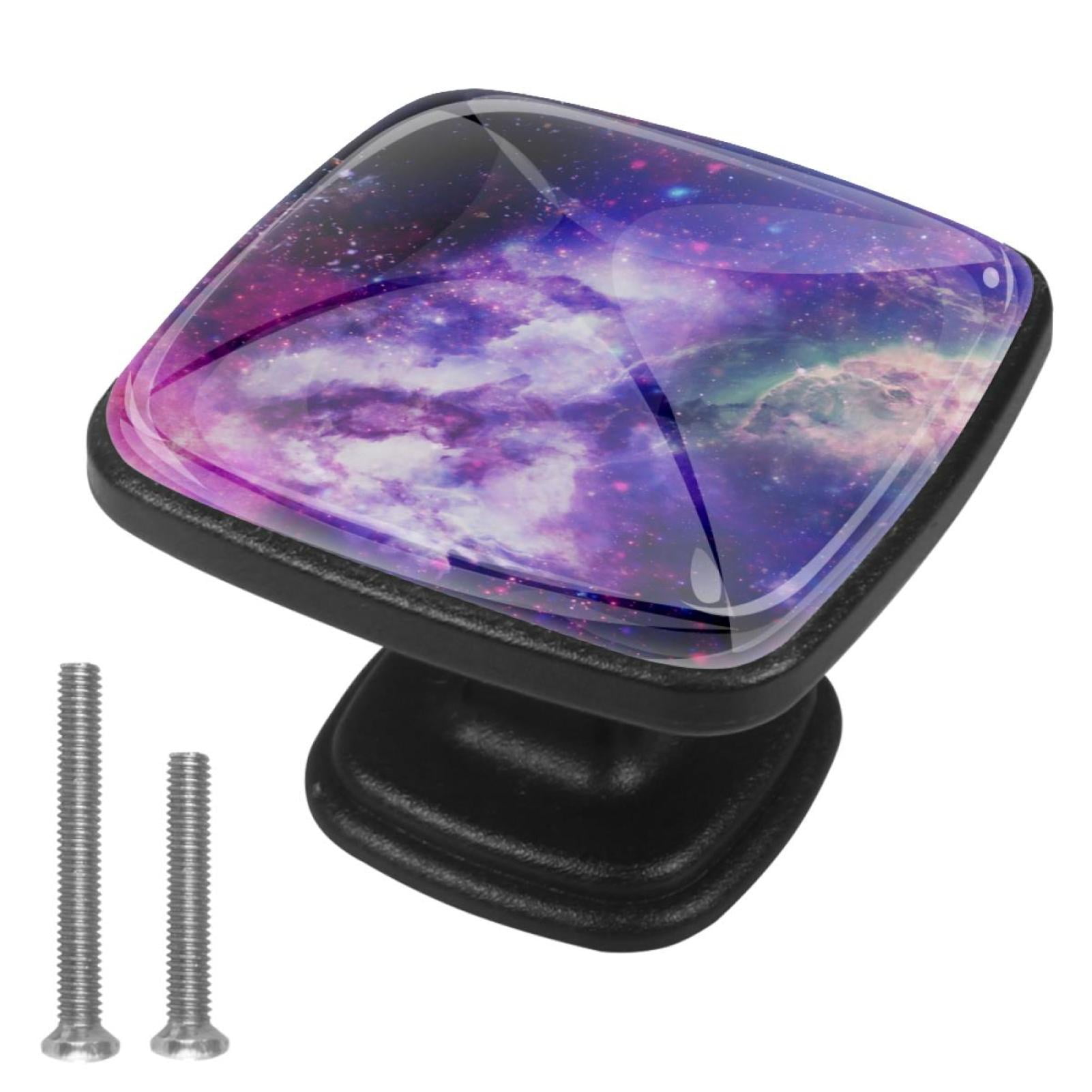 4 Pcs Cabinet Handle Drawer Pulls Universe Starry Sky Knobs with Screws Square Furniture Office ...