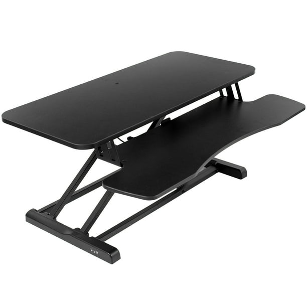 VIVO Black Height Adjustable 36" Standing Desk Monitor Riser, Sit Stand ...