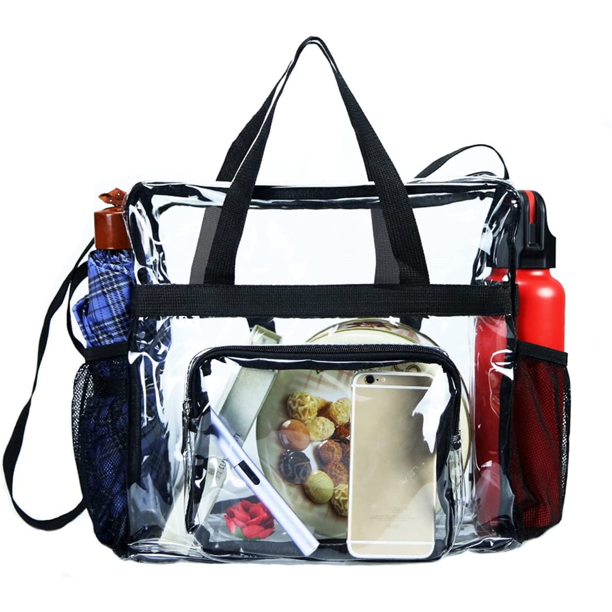 Kabuer Black Clear Stadium Bag Clear Summer Beach Bag Transparent Tote ...
