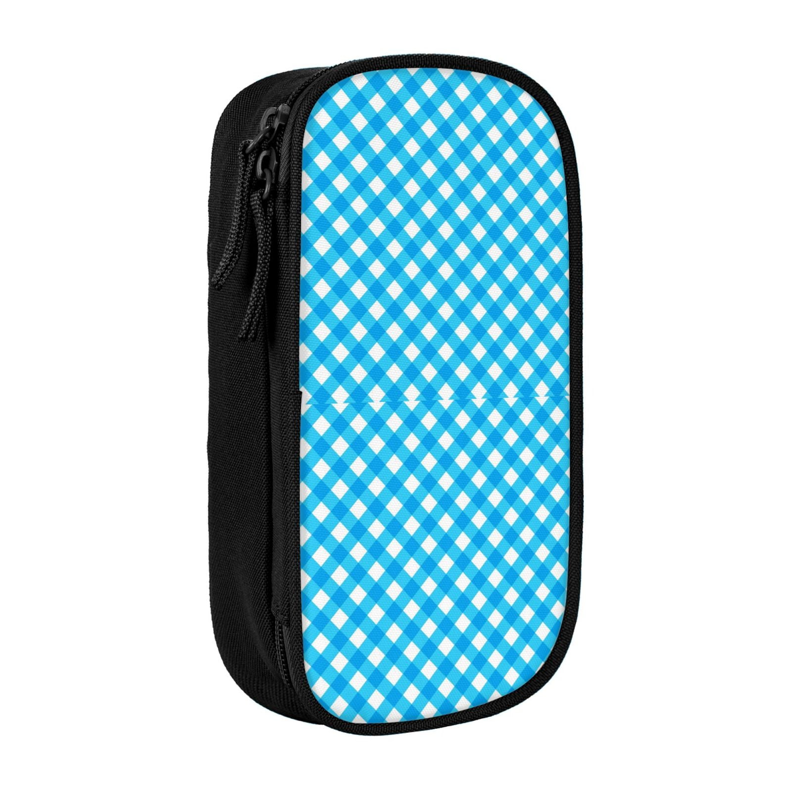 XMXY Gingham Blue Checkered Pencil Case Cute Aesthetic, Portable Pencil ...