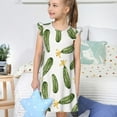 green Cucumber Print Girls Nightgowns, Pajamas for Girls, Soft Flutter ...