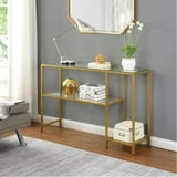 Carolina Classics Rayna Glass Console Table with Shelves in Gold ...