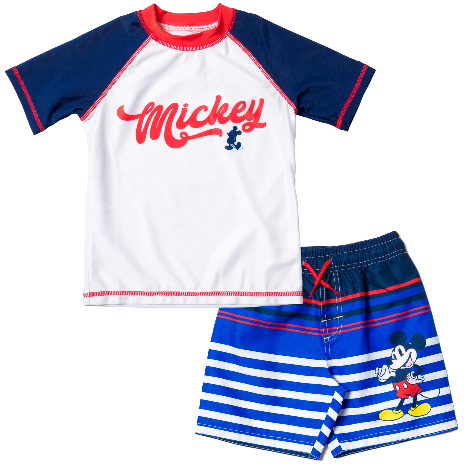 Disney Mickey Mouse Toddler Boys Rash Guard and Swim Trunks Outfit Set ...