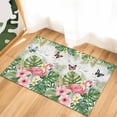 Doormat Pink Flamigo Doormats Entrance Door Rug Flower Tropical Palm ...