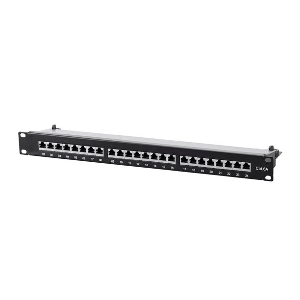 Monoprice Cat6A 1U Patch Panel - 19in, Shielded, 24 RJ45 Ports Dual IDC ...