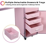 Byootique Portable Pink Trolley, Makeup Train Case, Nail Desk Mobile ...