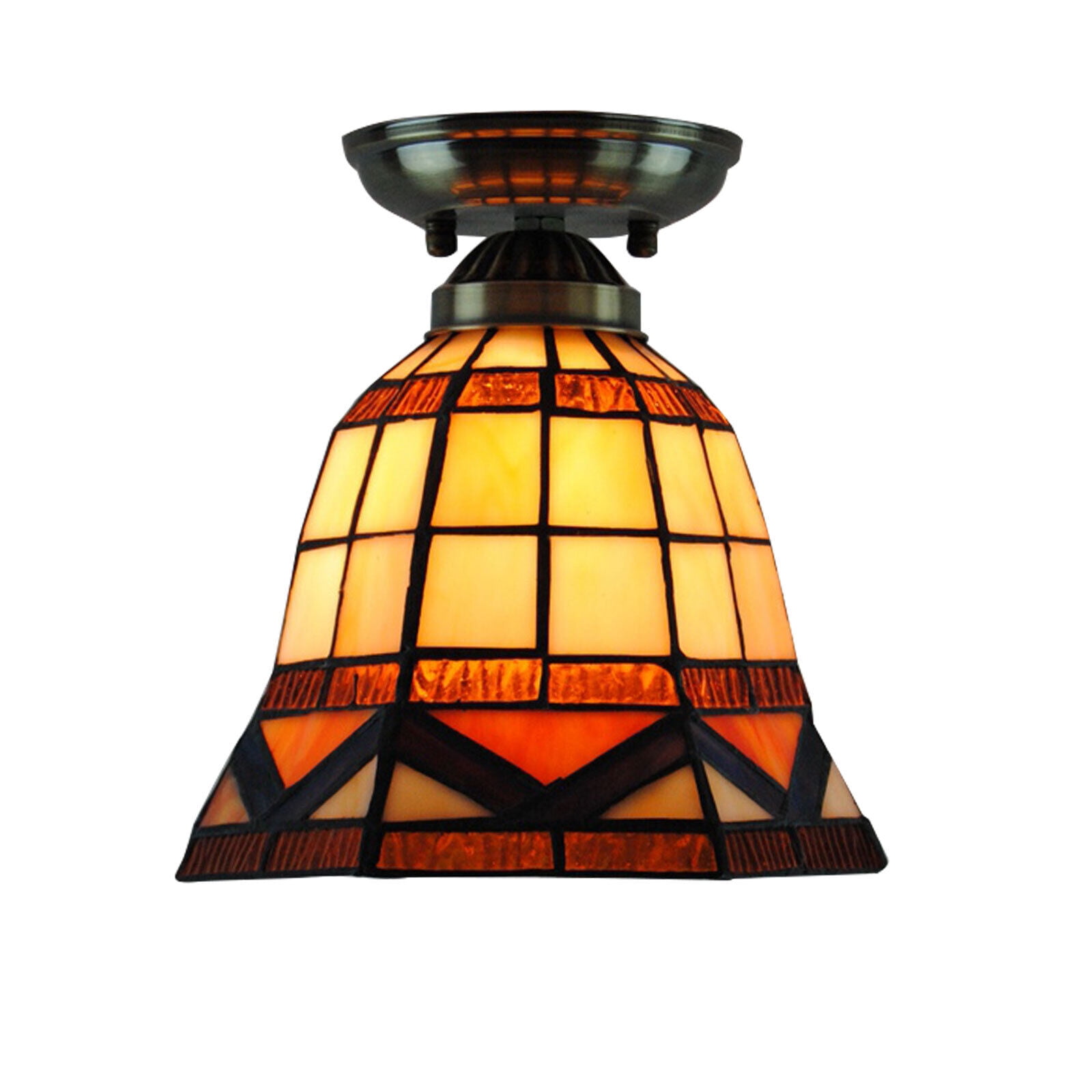 Tiffany Style Ceiling Light Fixture,Stained Glass Shade Flush Mount ...