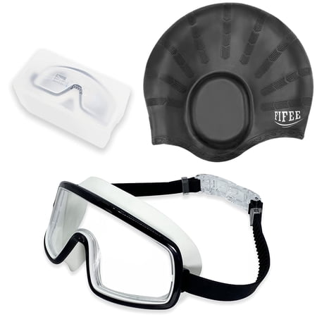 Swim Goggle+Cap set for Adult, Goggles Adult Swimming, Wide Vision ...