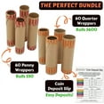 J Mark Burst Resistant Preformed Quarter & Penny Coin Roll Wrappers ...