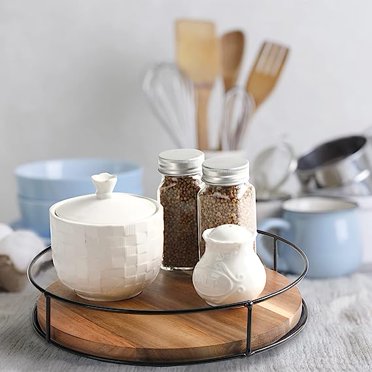 Home Intuition 2-Tier Twin Turntable Non Skid Lazy Susan for Cabinets ...