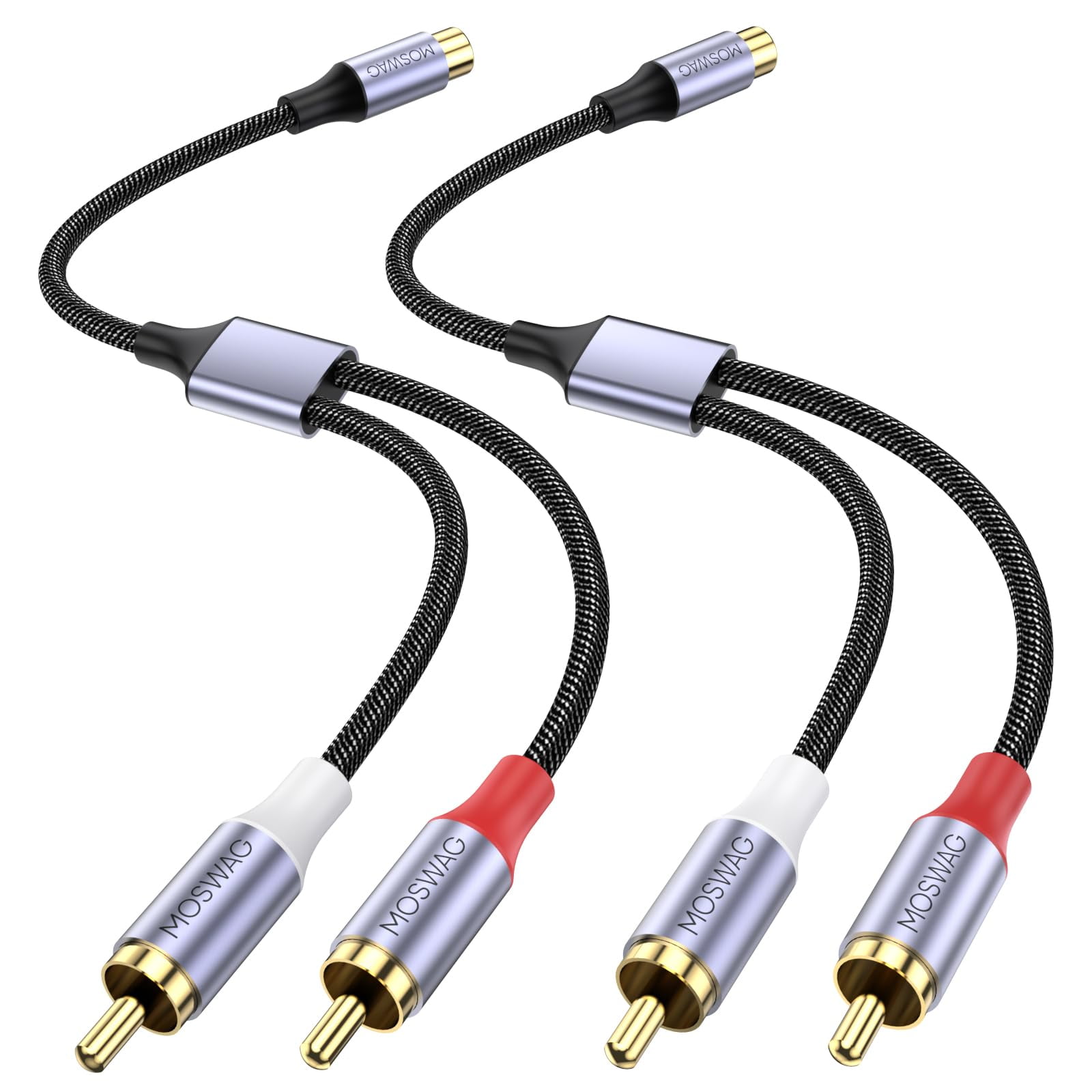 MOSWAG RCA Splitter 1 Female to 2 Male 2 Pack, RCA Y Splitter RCA Audio ...