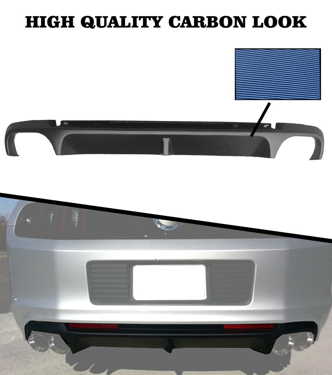4 Vent Rear Bumper Diffuser Lip Fits 13-14 Ford Mustang Shelby GT500 ...