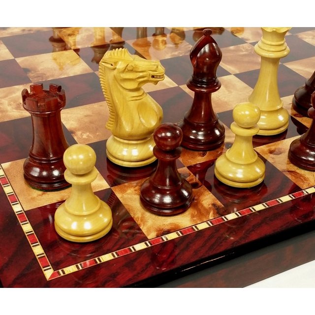 BLOOD ROSEWOOD 3 3/4" Kg Anderssen Staunton Wood Chess Set 18" Cherry ...