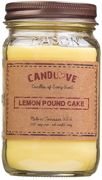 Candlove Lemon Pound Cake Scented 16oz Mason Jar Candle 100% Soy Made ...