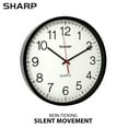 Sharp 12” Non-Ticking Analog QA Wall Clock, Battery Operated, Black ...