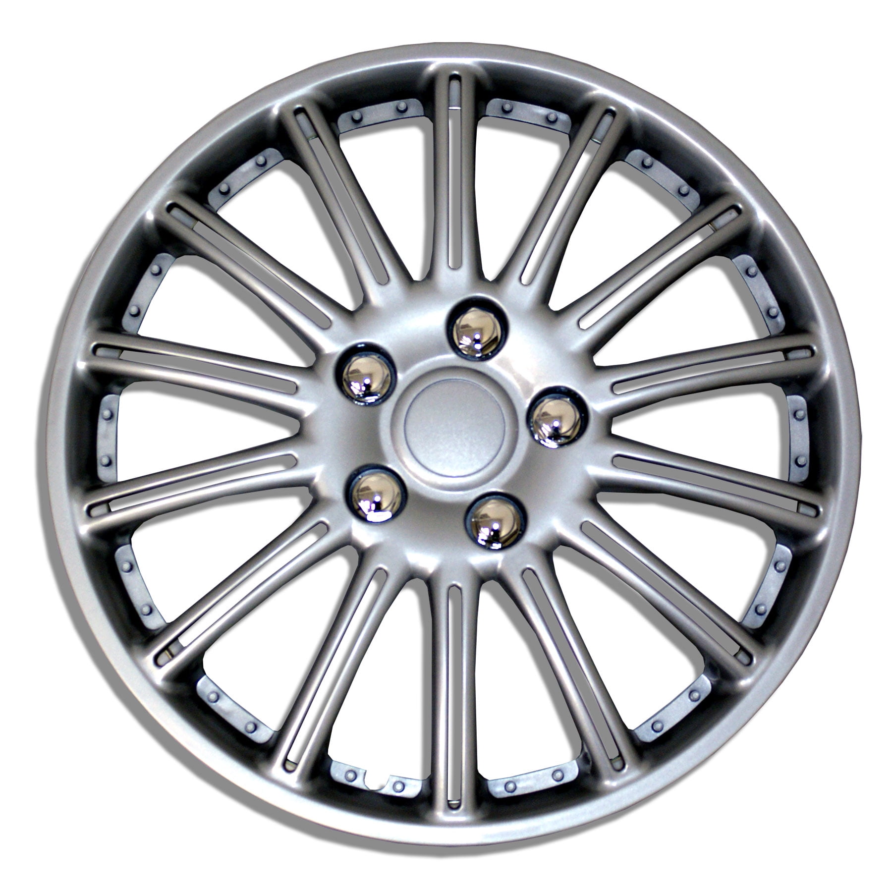 TuningPros WSC-007S15 Set of 4 Metallic Silver Hubcaps 15" - Hub Caps ...