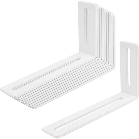 10 Packs 5" White Adjustable L-Shape Corner Brace with Slot, Metal ...