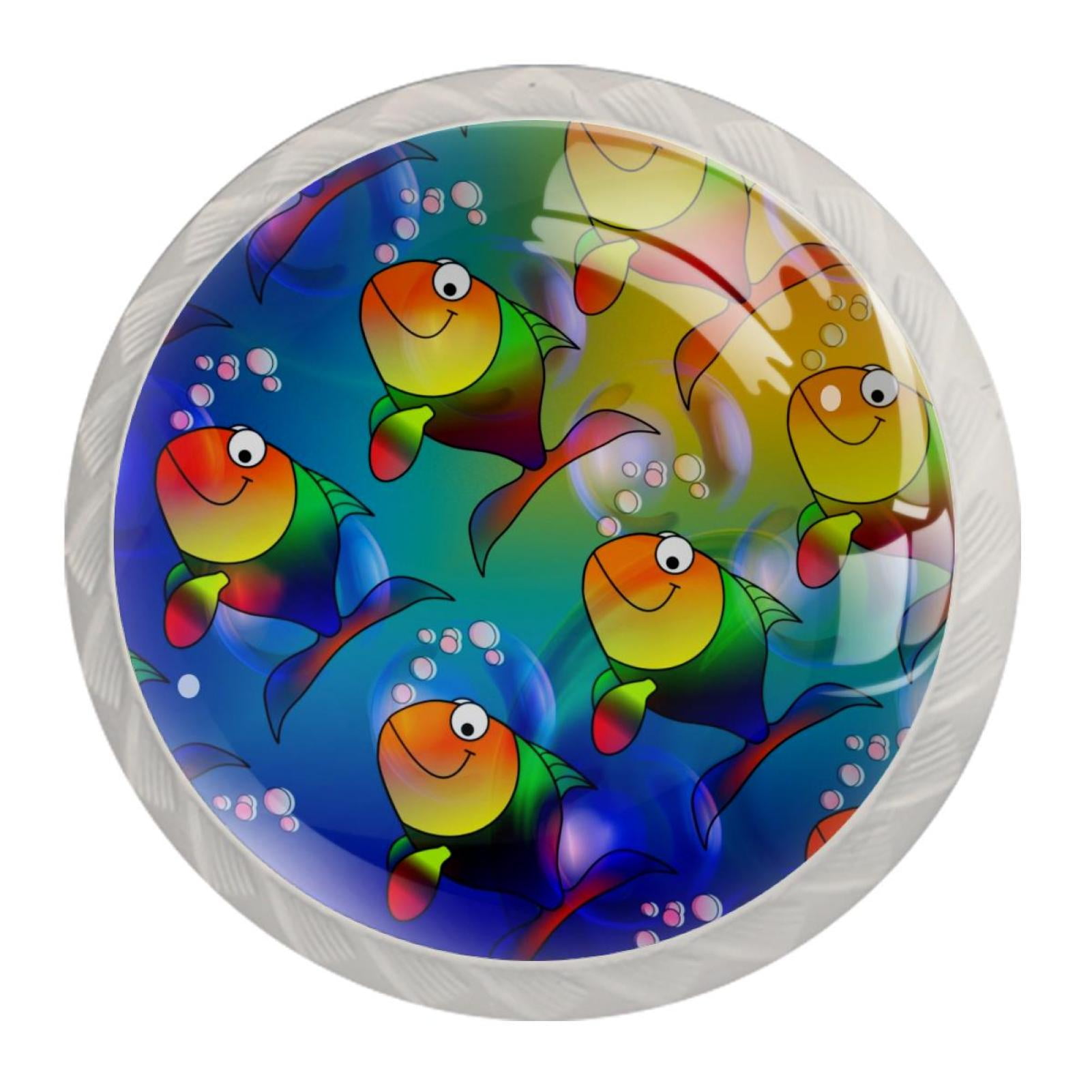 4 Pcs Colorful Fish Knobs for Kitchen Cabinet Cupboard Dresser Bookcase ...