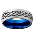 Celtic Knot 8MM Dome Gray and Blue Tungsten Men Ring - Walmart.com