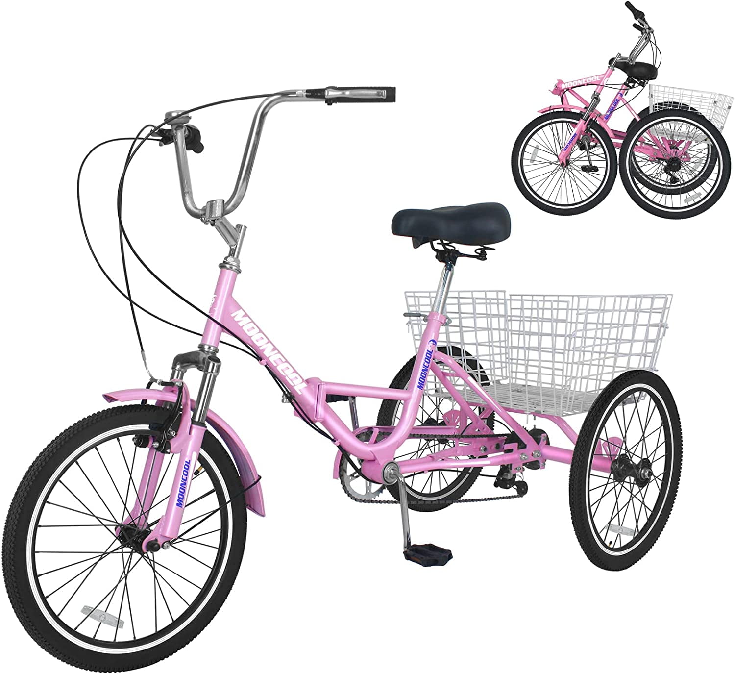 ABORON Foldable Adult Tricycle 24" Wheels, 7-Speed Trikes 3 Wheels ...