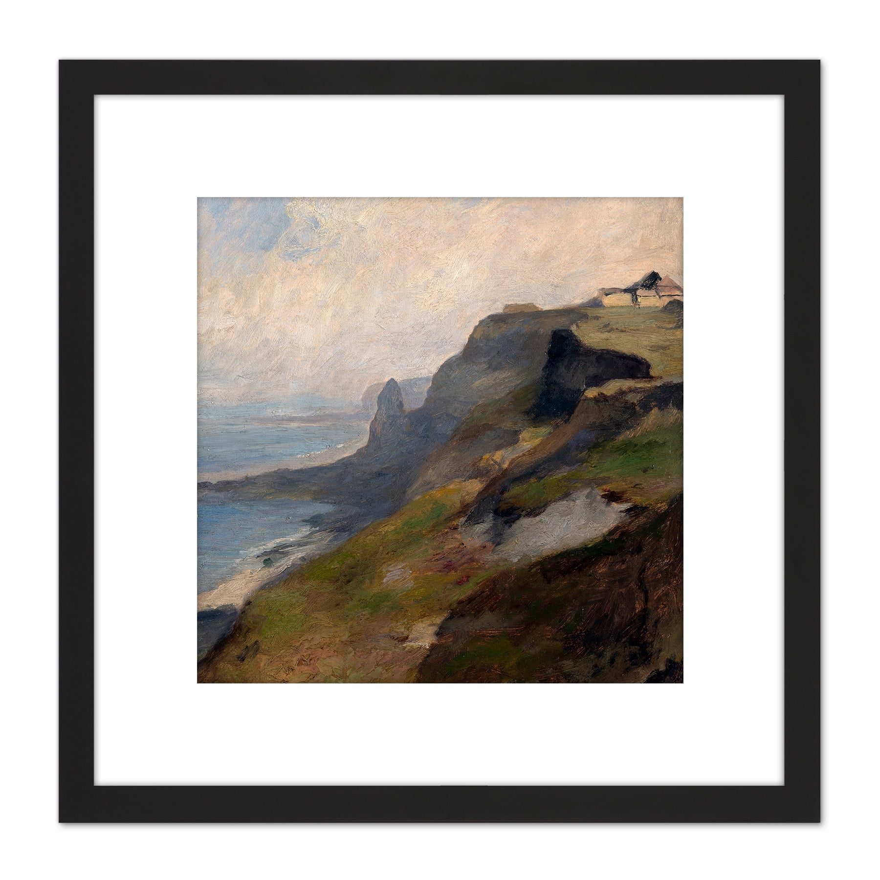 Eugene Isabey Cliffs Of Normandy C1850 Painting 8X8 Inch Square Wooden ...