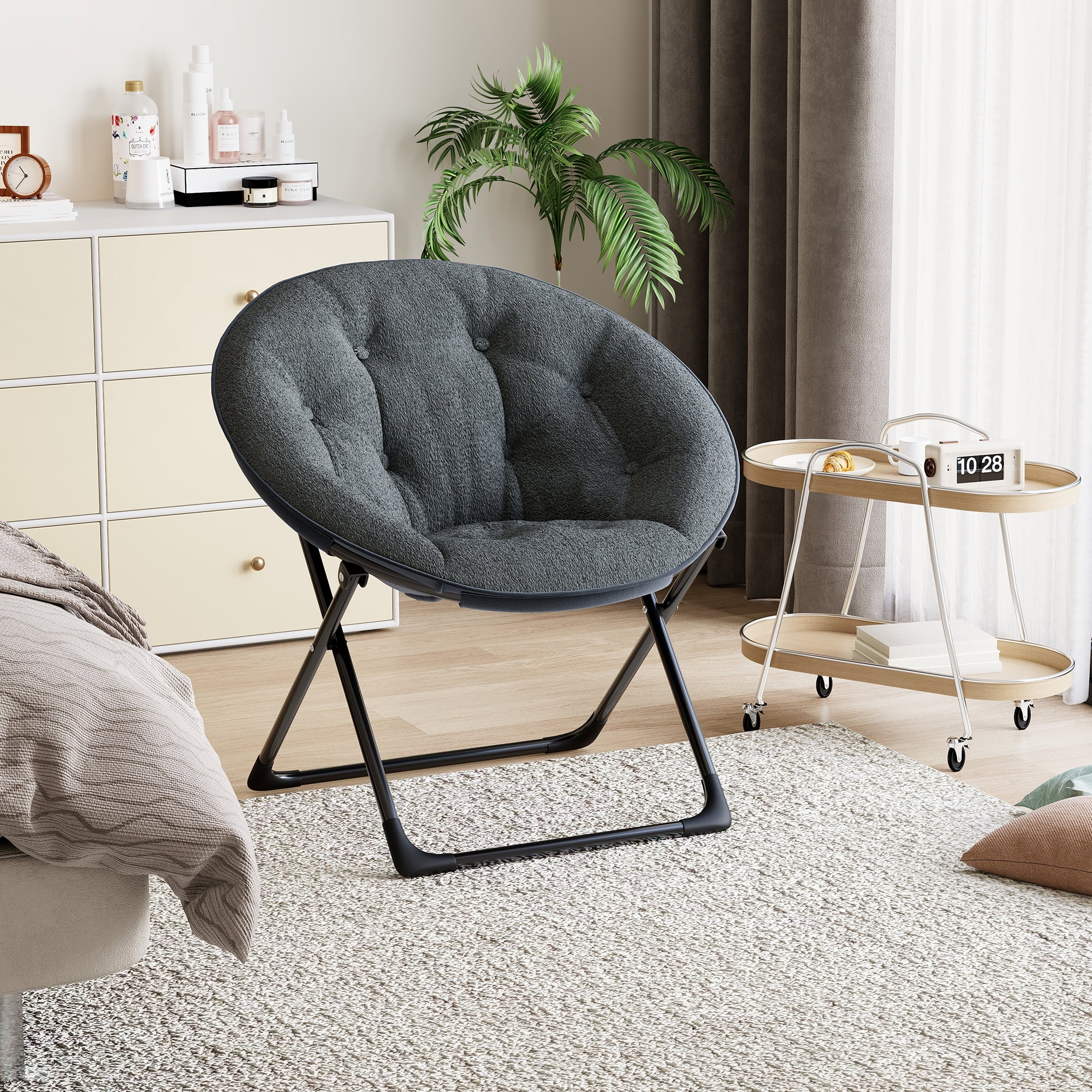 Click here for Garvee X-Large Black Faux Fur Folding Saucer Chair... prices