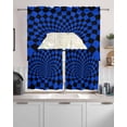 Blue Black Checkered Kitchen Curtains Sets 36 Inch Length with Valance ...